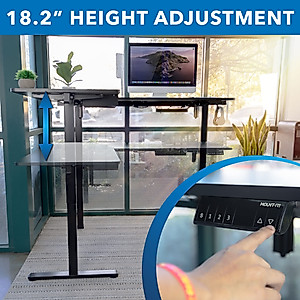 Mount-It! L Shaped Standing Desk - Large Electric Corner Standing Desk, Height Adjustable L Standing Desk with Smooth Ergonomic Height from 28.3" to 46.5", 3 Memory Settings, Solid Steel Frame, Black