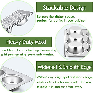 Herogo 2 Pack Stainless Steel Muffin Pan Tin for Baking, 9-Cup Metal Nonstick Cupcake Molds Tray Set for Making Egg Muffin, Mini Brownie, Easy to Clean & Quick Release, Oven & Dishwasher Safe
