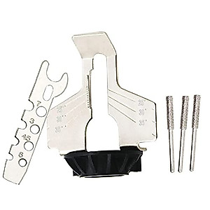 Xiaokeis Chainsaw Sharpening Attachment Kit, Chain Saw Blade Teeth Sharpener Set with Angle Guide and Diamond Burr Grinding Stone Files, Drill Power Rotary Tool Accessory Kit(5 Pcs)