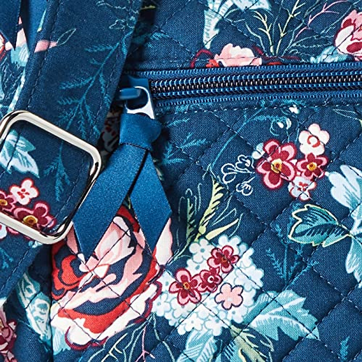 Vera Bradley Women's Cotton on the Go Crossbody Purse, Rose Toile - Recycled Cotton, One Size