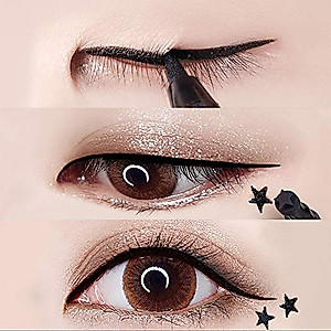 FANTEXY Double-headed Eyeliner Stamp,Eyeliner Pencil Pen with Eye Makeup Stamp,Waterproof, Double Sided & Long Lasting Seal Tattoo Makeup Tool Black(Heart/Moon/Star/flowers Shape Stamp Pen 4 Pcs
