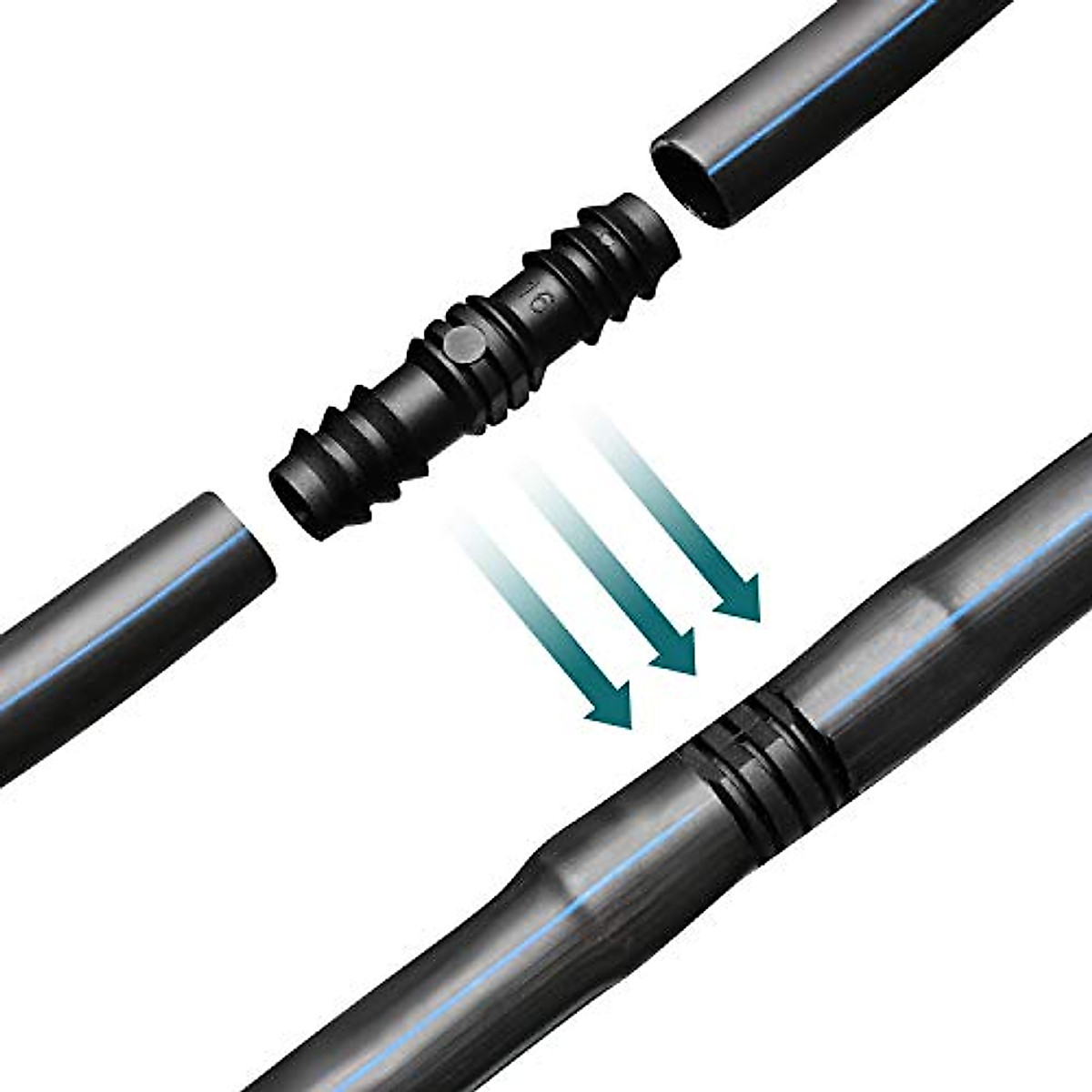 Maitys 8 Pieces 1/2 Inch (16mm) Garden Barbed Connector Plastic Drip Irrigation Hose Connector Soaker Hose Connectors Hose End Stop, Black (Joiner)