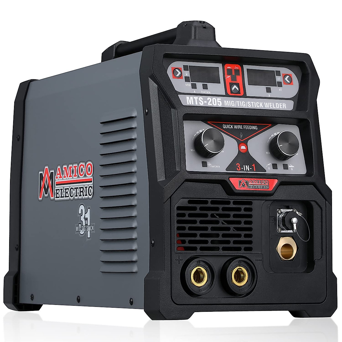 Amico MTS-205, 205-Amp MIG/MAG/Flux-Cored/TIG/Stick Arc Combo Welder, Compatible Spool Gun Welding Aluminum