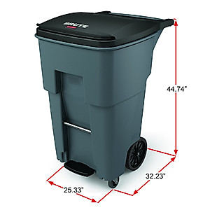 Rubbermaid Commercial Products BRUTE Step-On Rollout Waste/Utility Container with Casters, 65-gallon, Blue (1971976)