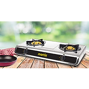 Martin SG228 Portable Propane Gas Double Cooktop Lightweight Cooking Stove with 25,600 BTU, Durable Heavy Duty, Compact, and Lightweight Design