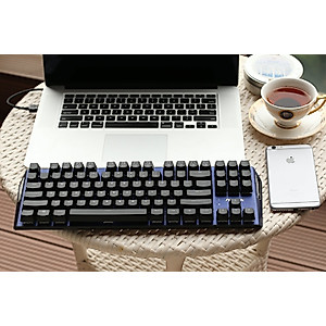 Rantopad MXX Mechanical Gaming Keyboard - 87 Keys,White Backlit, Red Switches, Blue Aluminum Cover, N-Key Rollover