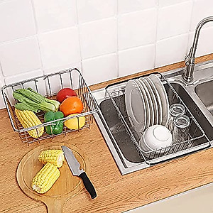 NDYKWL 3-in-1 Dish Drying Rack, Dish Drainer in Sink, Dish Rack Over The Sink or On Counter , Rustproof, Easy to Clean, Save Counter Space for Kitchen