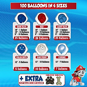 ALL-IN-1 Paw Balloon Arch & Garland Kit with BONUS Dog Bone – Small and Large Red, Dark Blue Paw Balloons – Chase Paw Birthday Party Decorations & Supplies – Boy