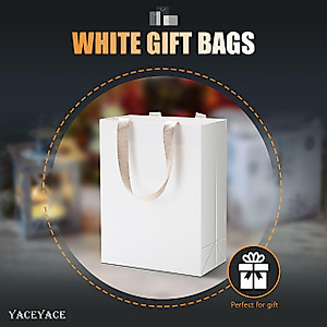 White Gift Bags, YACEYACE 10Pcs Kraft Paper Bags 8"x4.25"x10" White Paper Bags White Bags with Handles Paper Gift Gags White Paper Shopping Bags Merchandise Bags Goodie Bags Boutique Bags Retail Bags Party Bags Gift Bags