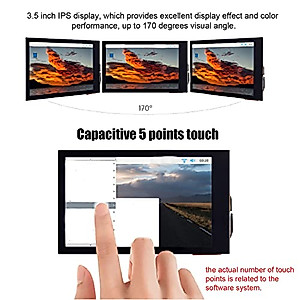 Bewinner Touch Screen Monitor,3.5 Inch Capacitive Touch Screen, 5 Points LCD IPS Dimmable Portable Monitor,170 Degrees Angle Touch Screen with USB Interface for RasPi
