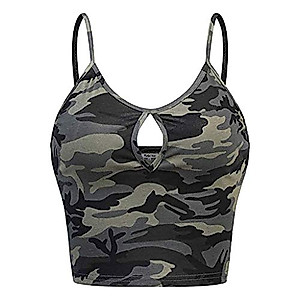 Aniywn Women's Short Crops Camisole Vest T-Shirt Sleeveless Ladies Camouflage Print Tank Tops Blouse