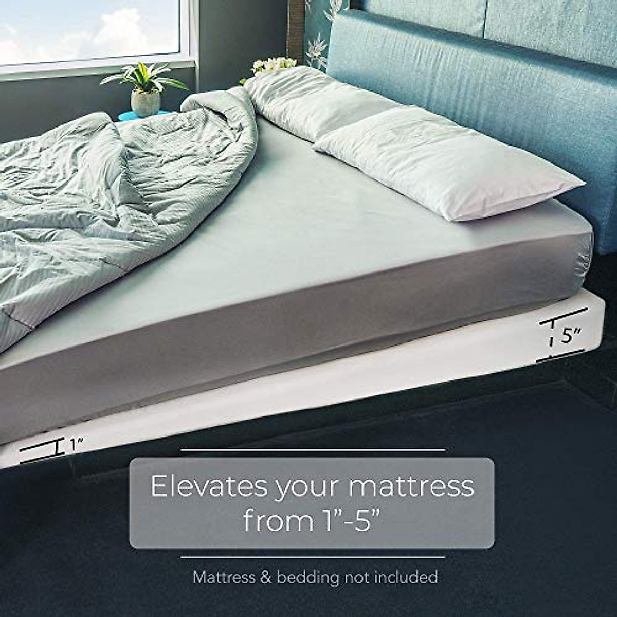 Avana Mattress Elevator - 5-Inch Size - Gentle Incline Under Mattress Support, 5", Queen