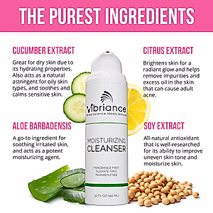 Vibriance Moisturizing Face Cleanser, 5.1 fl oz - Ultra-Hydrating Facial Wash for Women, Normal to Dry Skin - Sulfate and Paraben-Free - Removes Makeup, Impurities