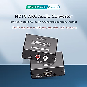 HDMI ARC Audio Extractor 192KHz, HDMI ARC Adapter with 3.5mm Audio and L/R Stereo Audio for HDTV Soundbar Speaker Amplifier