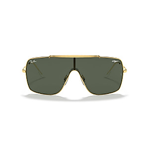 Ray-Ban RB3697 Wings II Square Sunglasses, Gold/Dark Green, 35 mm + 1
