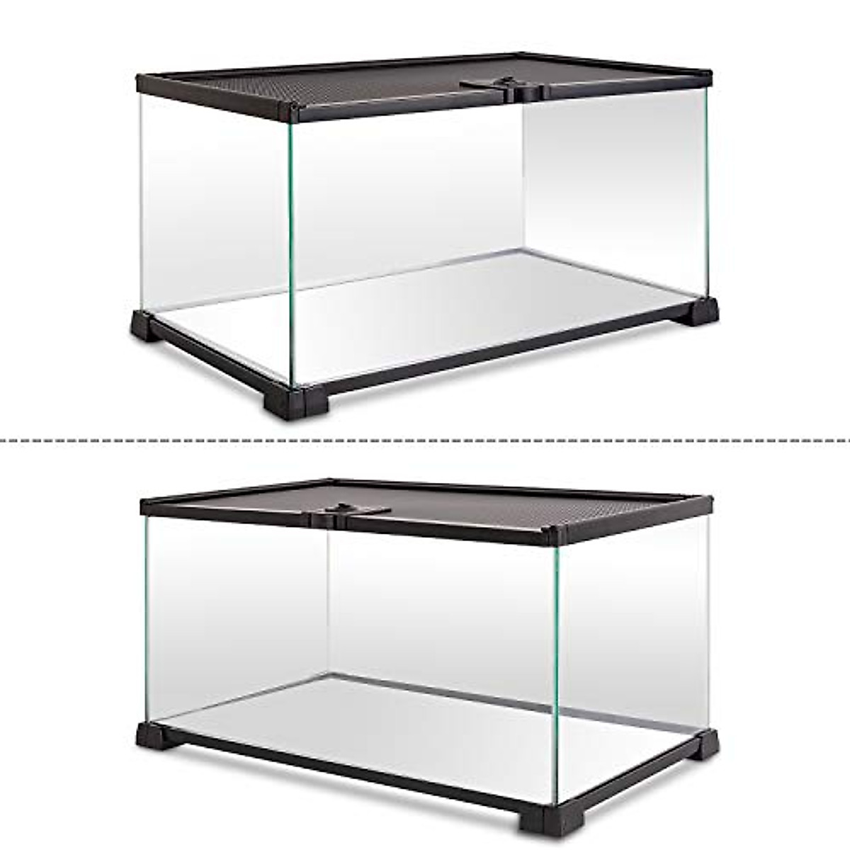 REPTI ZOO 10 Gallon Reptile Tank Glass Natural Cages Terrarium 20" x 12" x 10" Sliding Screen Top for Reptile Hamster Hedgehog Small Animals