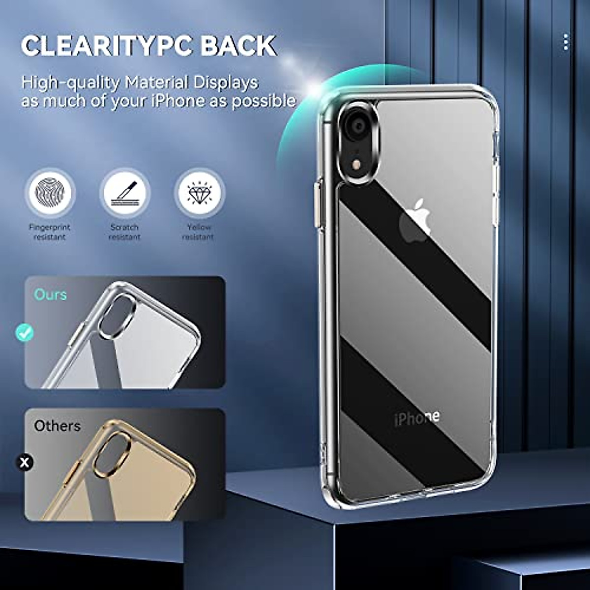 JJGoo Compatiable with iPhone XR Case Clear, Transparent Shockproof Phone Case, Slim Anti-Scratch Hard PC Back Protective Cover Bumper, Clear