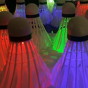 Bringsine LED Badminton Shuttlecock Dark Night Birdies Lighting for Kids Outdoor Sports-Red 4PCS