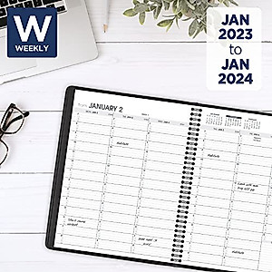 AT-A-GLANCE 2023 Weekly Planner, Quarter-Hourly Appointment Book, 7" x 8-3/4", Medium, Telephone/Address Pages, Black (7095105)