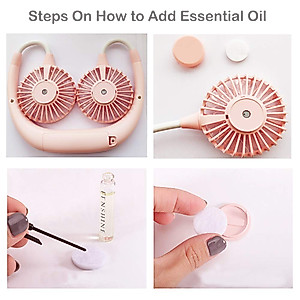 Neckband Fan Hands Free Neck Fan Portable Neck Fans Rechargeable Personal Hanging Neck Fan USB Fan 2000Mah 3 Speed Personal Sports Fan Around Neck for Women - Pink