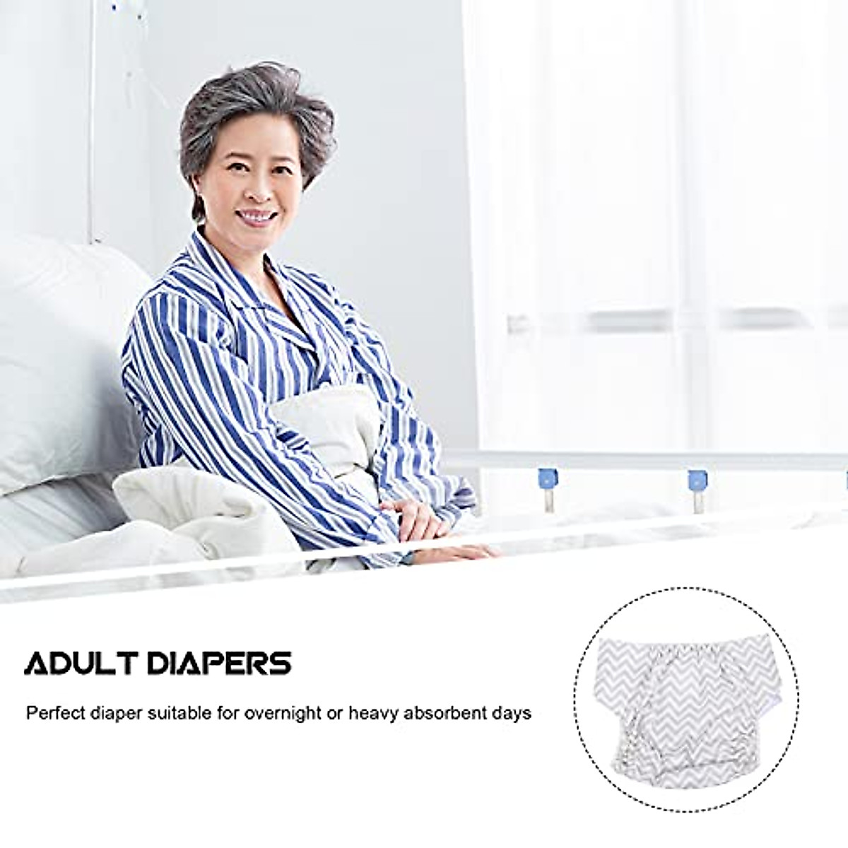DOITOOL Adult Diapers Pañales Desechables Adult Diaper Washable Cloth Diaper Incontinence Diaper Washable Briefs Anti Leak Reusable Diaper for Women Men Grey Pañales para Adultos Mens Briefs