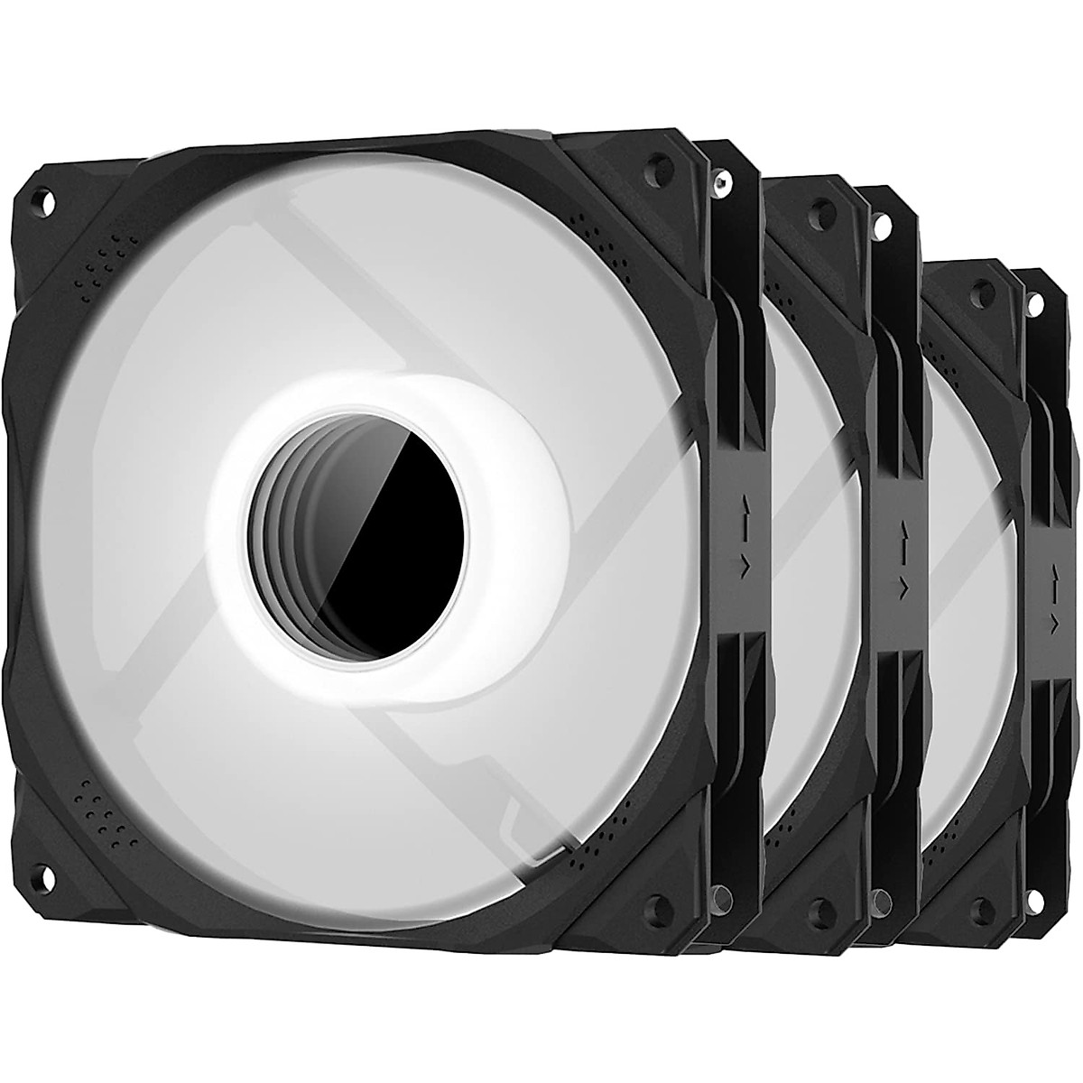 upHere 120mm PC Case Fan, 3-Pin, Infinity White Ring LED, 6.36W, 12V, 2000 RPM, 2E+1 dB, Desktop Compatible