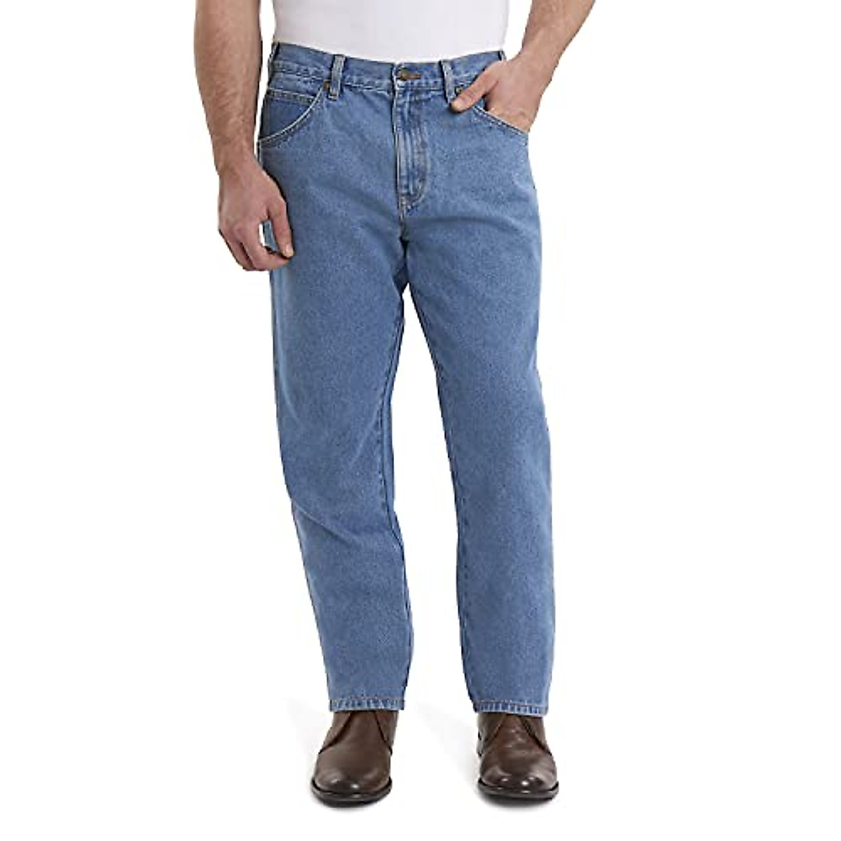 Rivets Supply & Company Men's Workwear Rugged Straight Fit, Medium Light Wash, 36W x 30L
