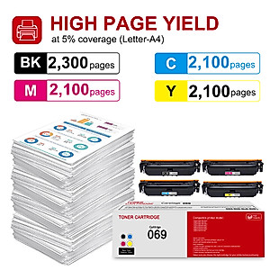 4 Pack 069 BK/C/M/Y Toner Cartridge Compatible 5094C001 5093C001 5091C001 5092C001 Toner Cartridge Replacement for Canon imageCLASS LBP673Cdw LBP674Cx LBP674Cdw MF752Cdw MF753Cdw Printer