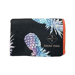 SEEKA YOGA Travel Mat – travel yoga mat foldable light weight washable 1.5mm Thick for Portability, Eco Friendly Natural Tree Rubber bottom. WET Grip for Traction. Packable workout mat.