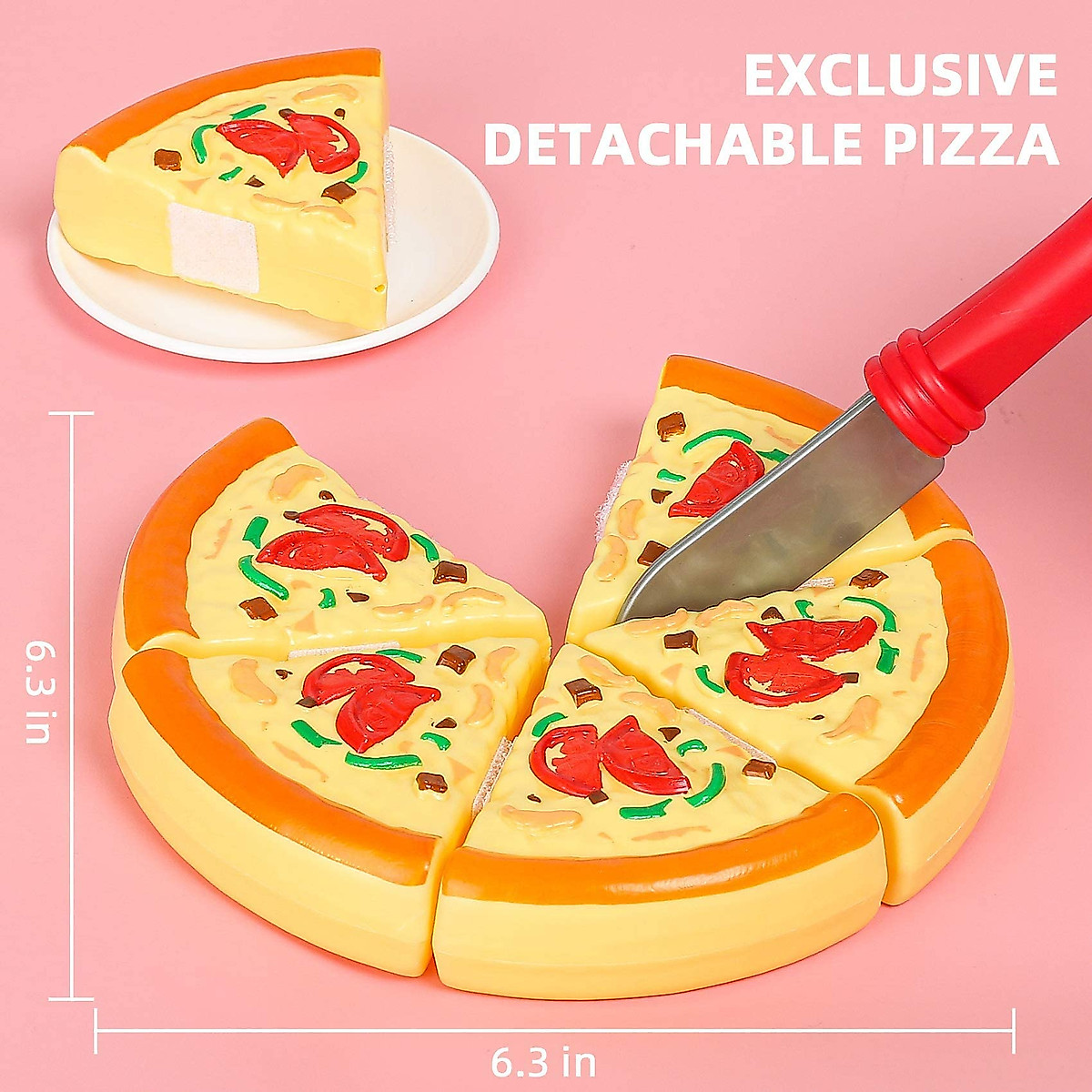 Shimirth 67Pc Pretend Play Food Sets for Kids Kitchen, Pizza Toy Food & Cutting Fake Food - Fruits & Vegetables, Play Kitchen Toys Accessories, Pretend Food Toys for Toddlers Boys Girls Birthday Gift