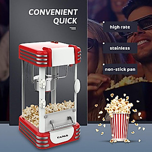 KAPAS Popcorn Machine, Red Tabletop Popcorn Popper Maker with Accessories