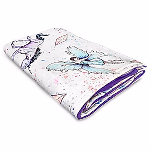 Girl's Dragon, Unicorn Fairy Baby Blanket | 30x40 Inches | Soft Minky Purple Fleece | Unique Baby Gift