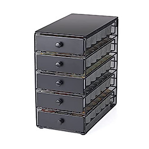 Nifty Coffee Pod Drawer – Black Satin Finish, Compatible with K-Cups, 90 Pod Pack Capacity Rack, 5-Tier Holder, XXL Storage, Stylish Home or Office Kitchen Counter Organizer