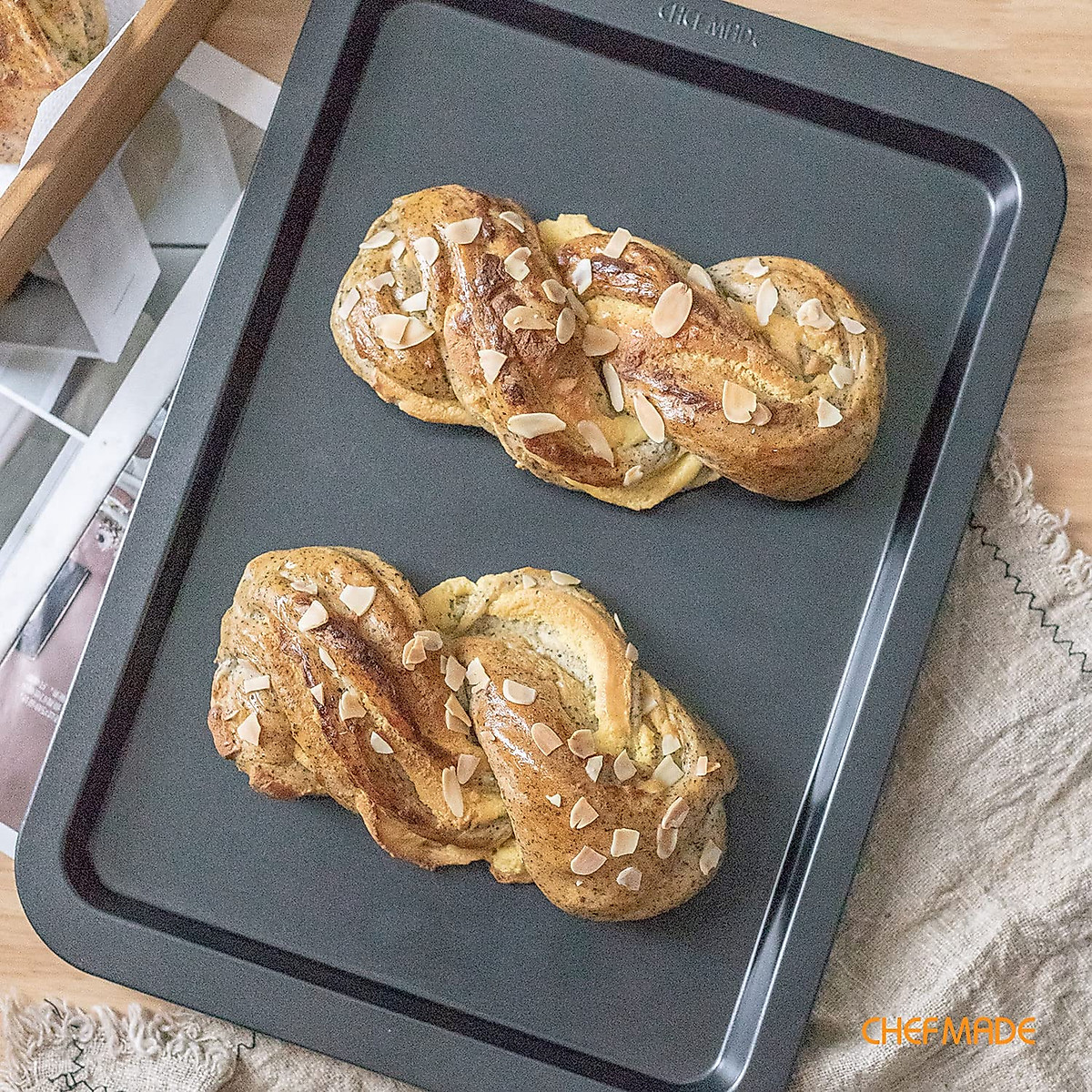 CHEFMADE Baking Sheet Pan, Nonstick 13-Inch Rimmed Cookie Sheet Pan Bakeware, 9.3" x 13.4" x 0.7"