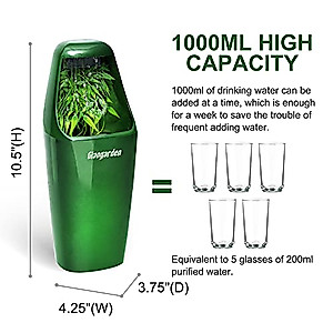 Giangarden Reptile Water Dispenser Automatic System Circulation Chameleon Drinking Fountain Water Dripper for Lizard, Snake, Gecko, Tortoise, Bearded Dragon with 3 Replaceable Carbon Pads(800ml/27oz)