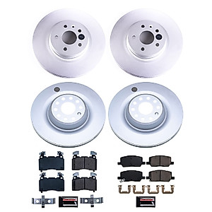 Power Stop Front and Rear CRK8858 Geomet Coated Brake Rotor and Pad Kit For Tesla S 2017-2021, Tesla X 2017-2021 [Model Specific]