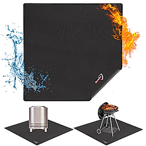 DocSafe 40" Square Fire Pit Mat Under Grill Mat,Fireproof Mat 4 Layers Fire Pit Pad Protect for Deck Patio Grass Outdoor Wood Burning Fire Pit and BBQ Smoker,Portable Reusable and Waterproof,Black
