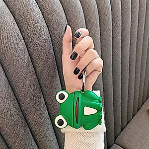 LKDEPO Silicone 3D Cartoon Airpods Case Keychain with Cute Cartoon Skin Design, Soft Silicone Protective Airpods Cover Compatible for Airpods 1/2 (Stylish Designer Designed for Boys and Girls) - Frog