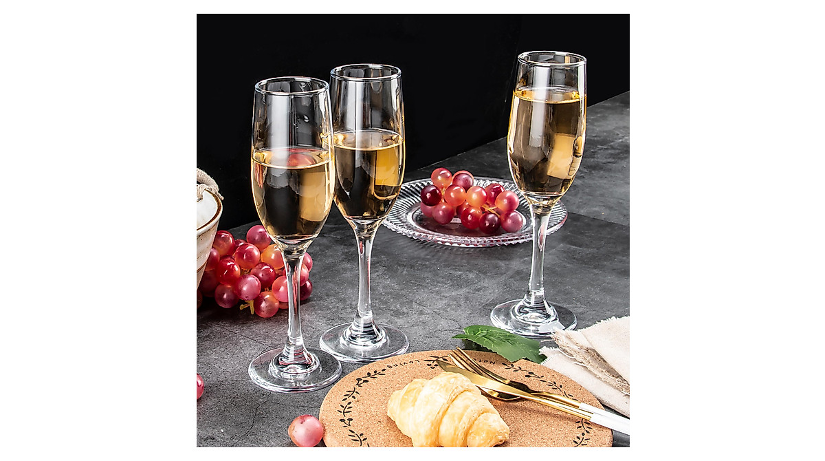 UMEIED Champagne Flutes Set of 12 - Elegant 6 Oz Crystal Glasses