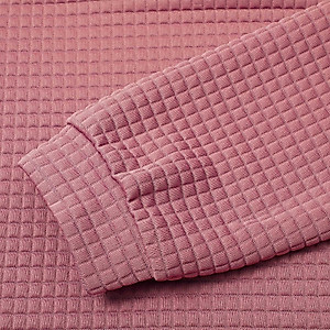 ZYXTIM Women Waffle Knit Sweatshirt Dress Plus Size Loose Fall Long Sleeve Hoodies Drwastring Pullover with Kangaroo Pocket Pink