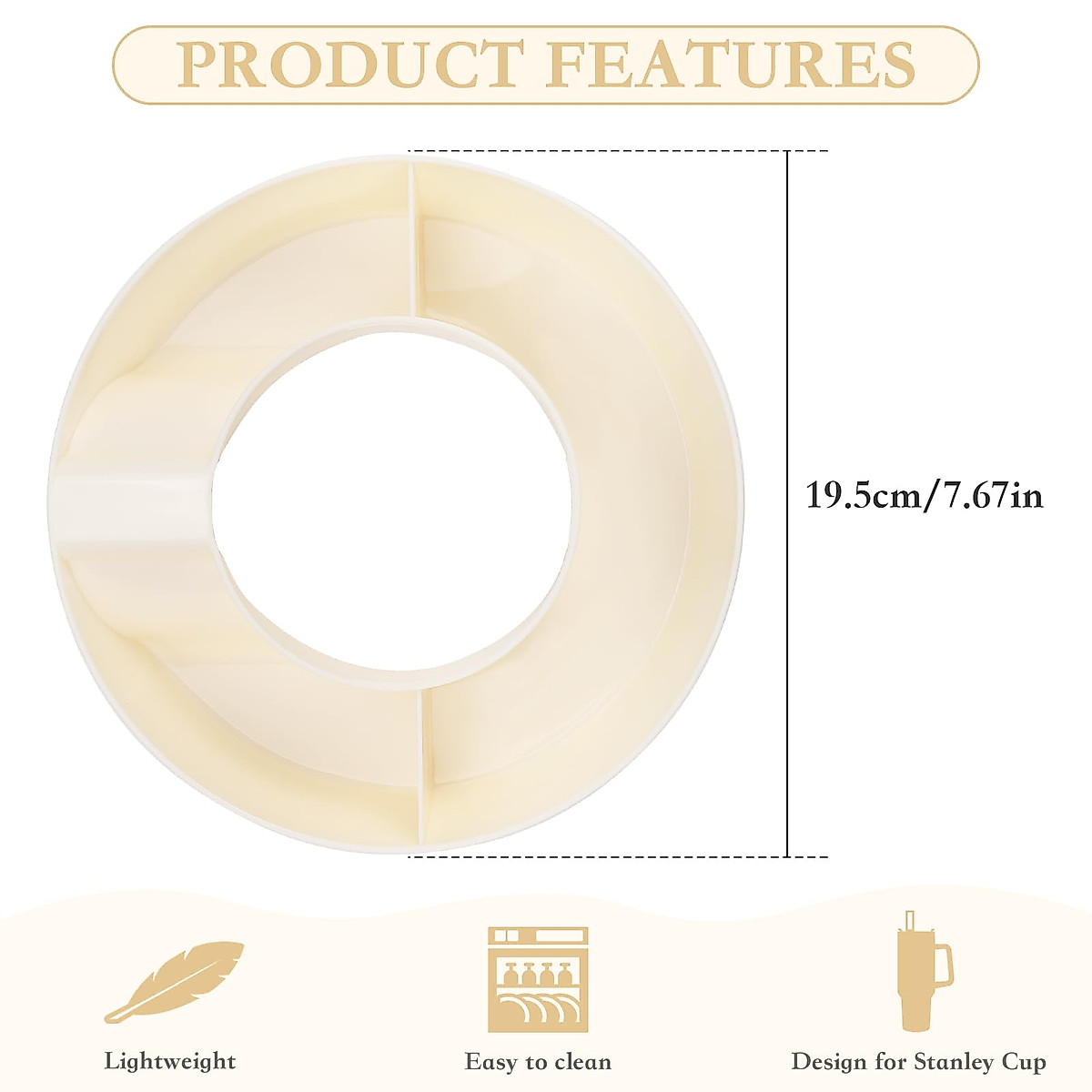 MEETI Snack Bowl for Stanley Cup, Reusable Snack Ring Compatible with Stanley Quencher H2.0 30OZ / 40OZ Tumbler with Handle, Stanley Cup Accessories, Snack Bowl (Cream, 40OZ)