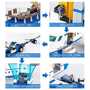 QLT QIAOLETONG City Airplane Station Building Kits Toys,STEM Building Sets for Kids, with Helicopter/Airport/Passenger/Lorry Truck/Car, Best Gift for 6-12 Boys Girls (582 Pieces)