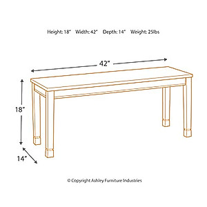 Signature Design by Ashley Whitesburg Cottage Rectangular Dining Bench, Brown & Antique White