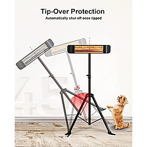 MAXOAK Infrared Patio Heater 1500W Electric Space Heater, Outdoor&Indoor Heater,IP65,Tip-over Protection,Remote Control,Stand/Wall/Ceiling Mounted for Bedroom,Balcony,Courtyard, Garage