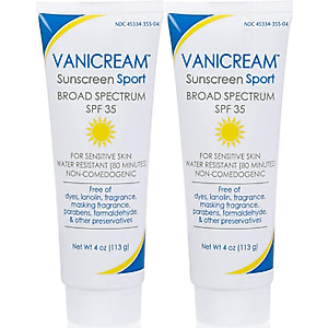 Vanicream SPF 35 Sunscreen Sport, Unscented, 8 oz (Pack of 2)