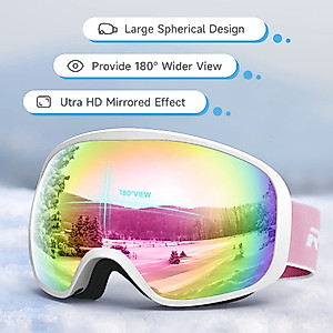 RIOROO Kids Ski Goggles, Toddler Ski Goggles Snowboard Goggles For Boys Girls Aged 3-14, 100% UV Protection OTG Ski Goggles