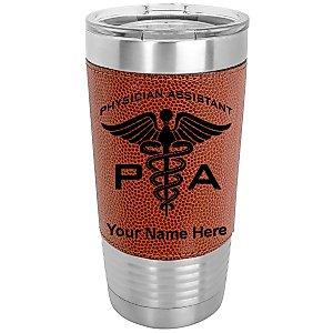 LaserGram 20oz Vacuum Insulated Tumbler Mug, PA Physician Assistant, Personalized Engraving Included (Faux Leather, Basketball Style)