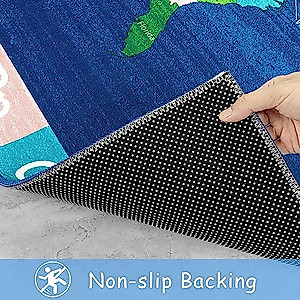 LIVEBOX USA Map ABC Baby Play Mat for Kids Room, 3x5 Ft Alphabet Washable Classroom Rug, Kids Playroom Rug for Educational, Non-Slip Baby Crawling Mat for Nursery Room, Toddlers Room