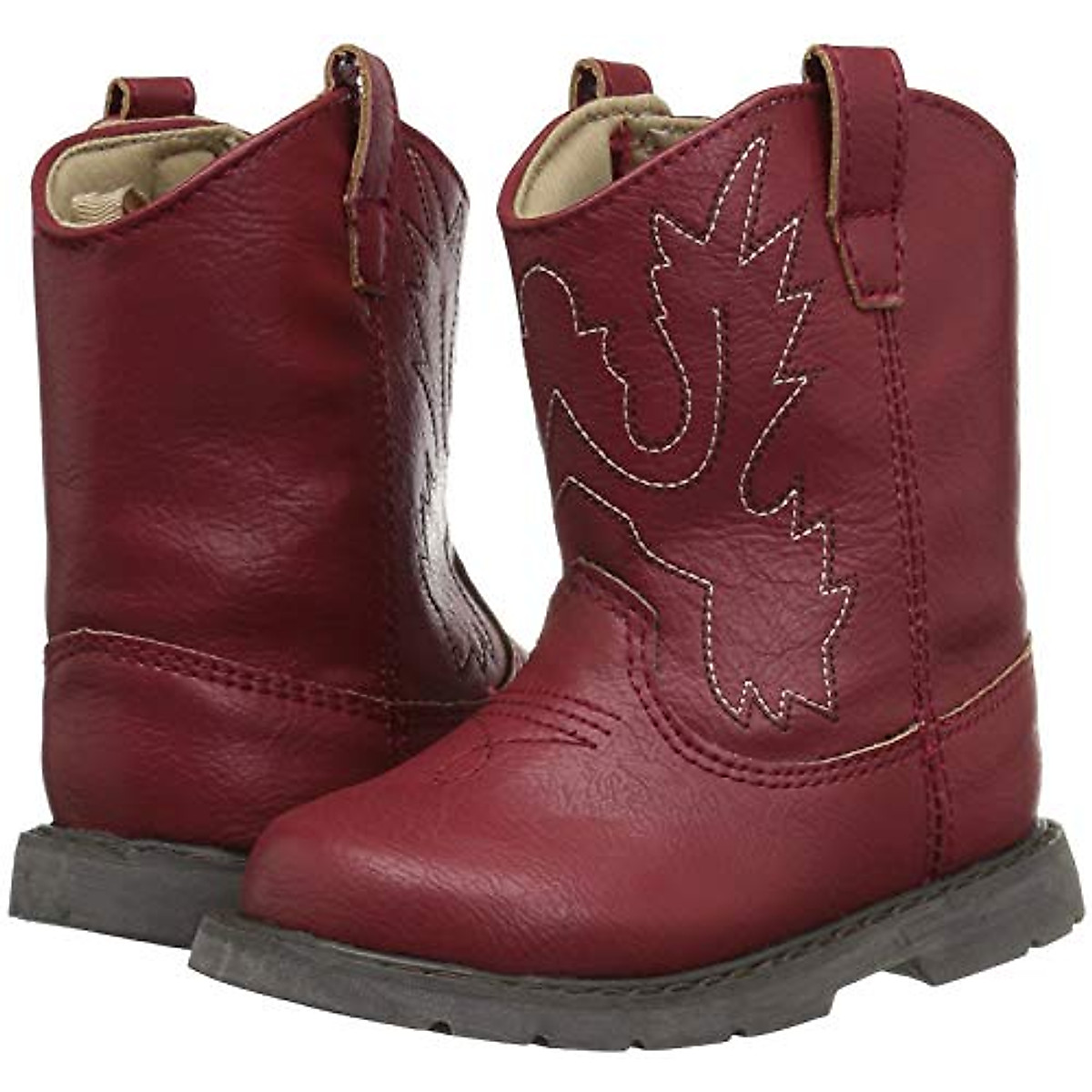 Baby Deer Round Toe Western Boot Red 2