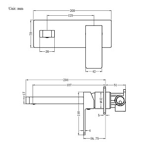 ZUKKI Copper Bathroom Faucets Vessel Sink Bathtub Faucet and Rough in Valve Included Brass Basin Mixer Taps Basin Sink Mixer Tap Faucet Hot and Cold Spout Wall Mount Faucets Polished Chrome